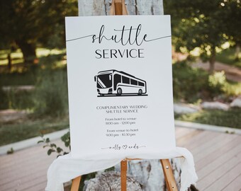 Shuttle Service Wedding Sign Template, Wedding Transportation Sign ...