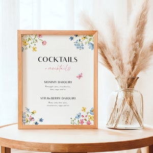 Baby in Bloom Drink Menu Template, Floral Bar Menu Sign, Editable ...