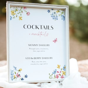 Baby in Bloom Drink Menu Template, Floral Bar Menu Sign, Editable ...
