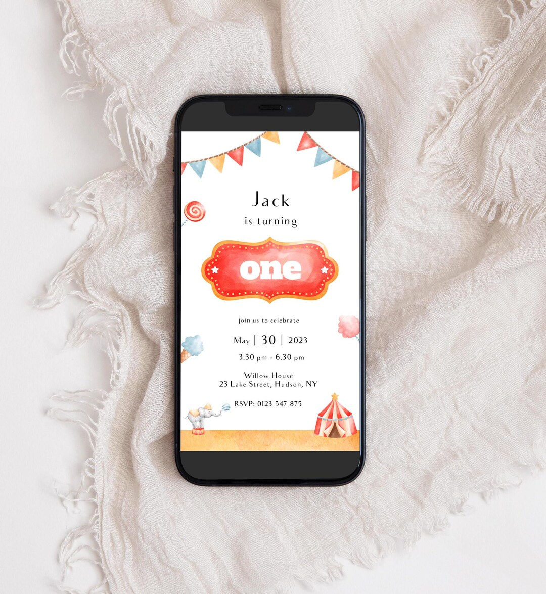 Carnival Birthday Digital Invitation, Circus Birthday E-vite, Carnival ...