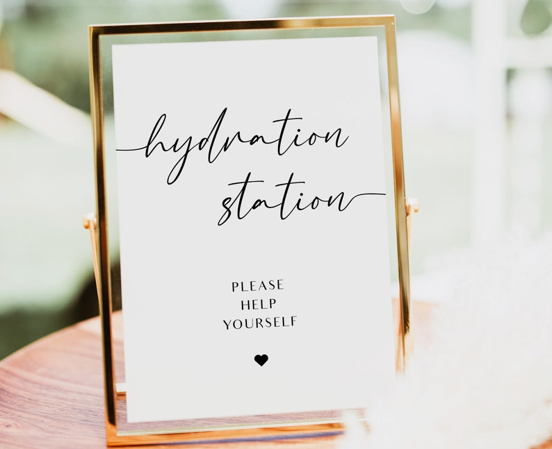 Hydration Station Wedding Sign, Printable Template Water Station Sign ...