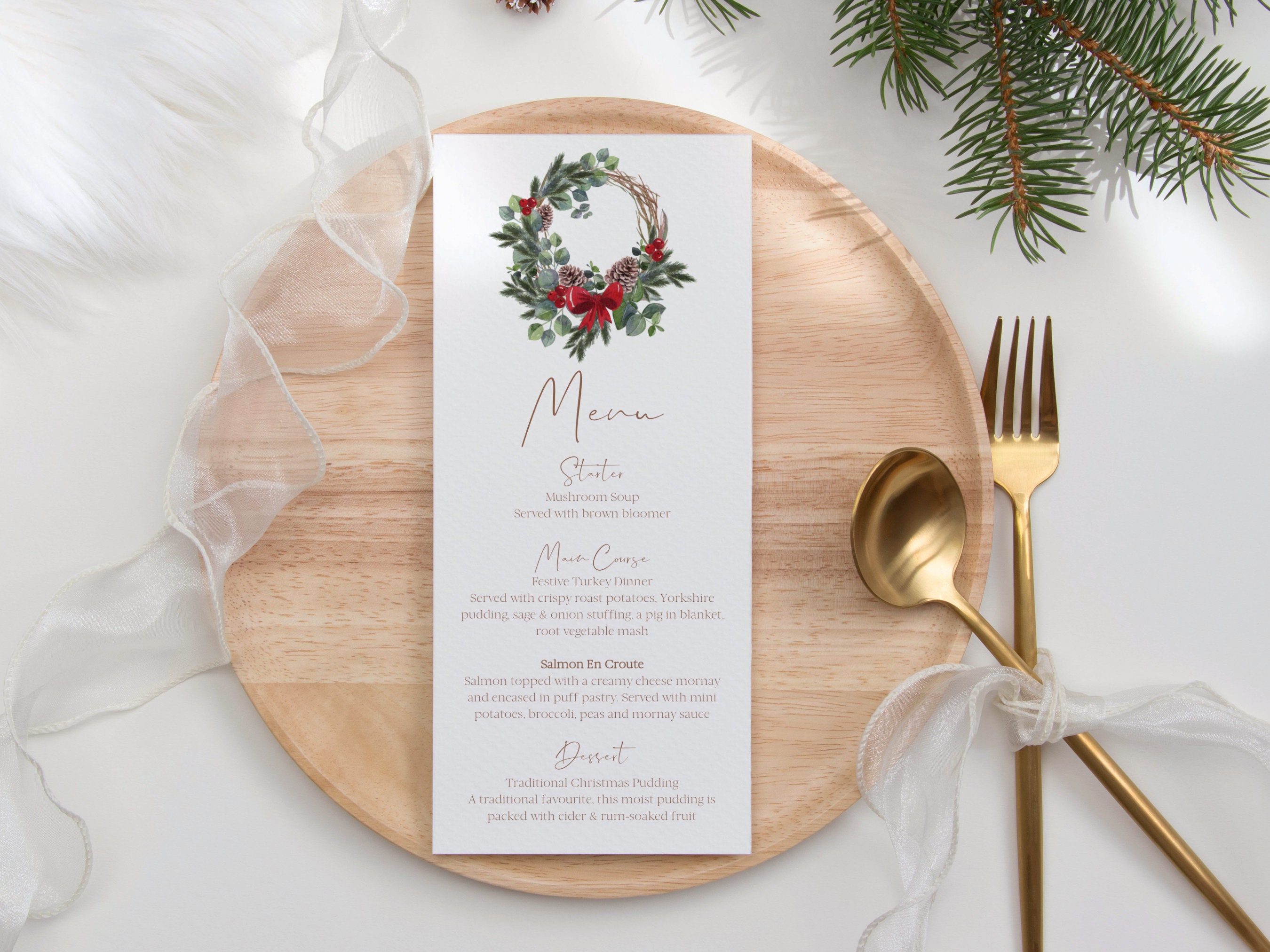 Modern Christmas Menu Template, Minimalist Christmas Menu Cards Also ...
