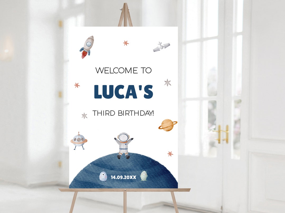 Editable Space Welcome Sign, Galaxy Birthday Party Welcome Sign ...