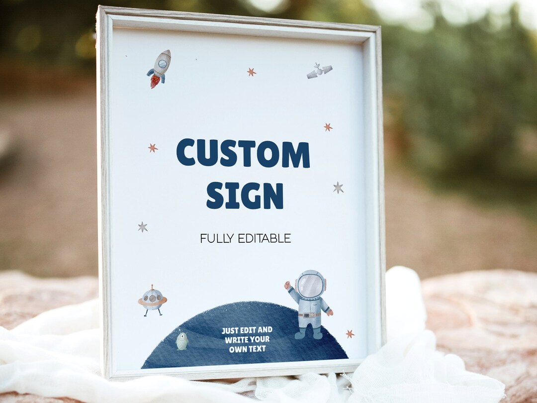 Editable Custom Sign Space, Birthday Sign Galaxy, Birthday Outer Space ...