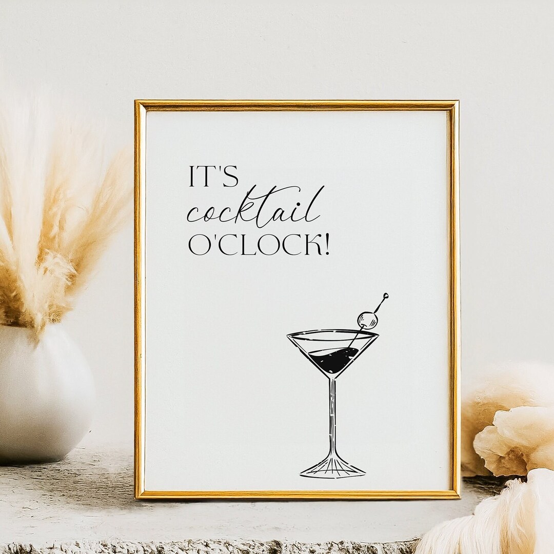 Cocktail Hour Sign Template, Cocktail Hour This Way Printable, Every ...
