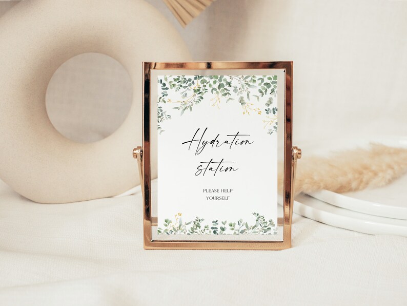Hydration Station Wedding Sign, Printable Template Water Station Sign ...
