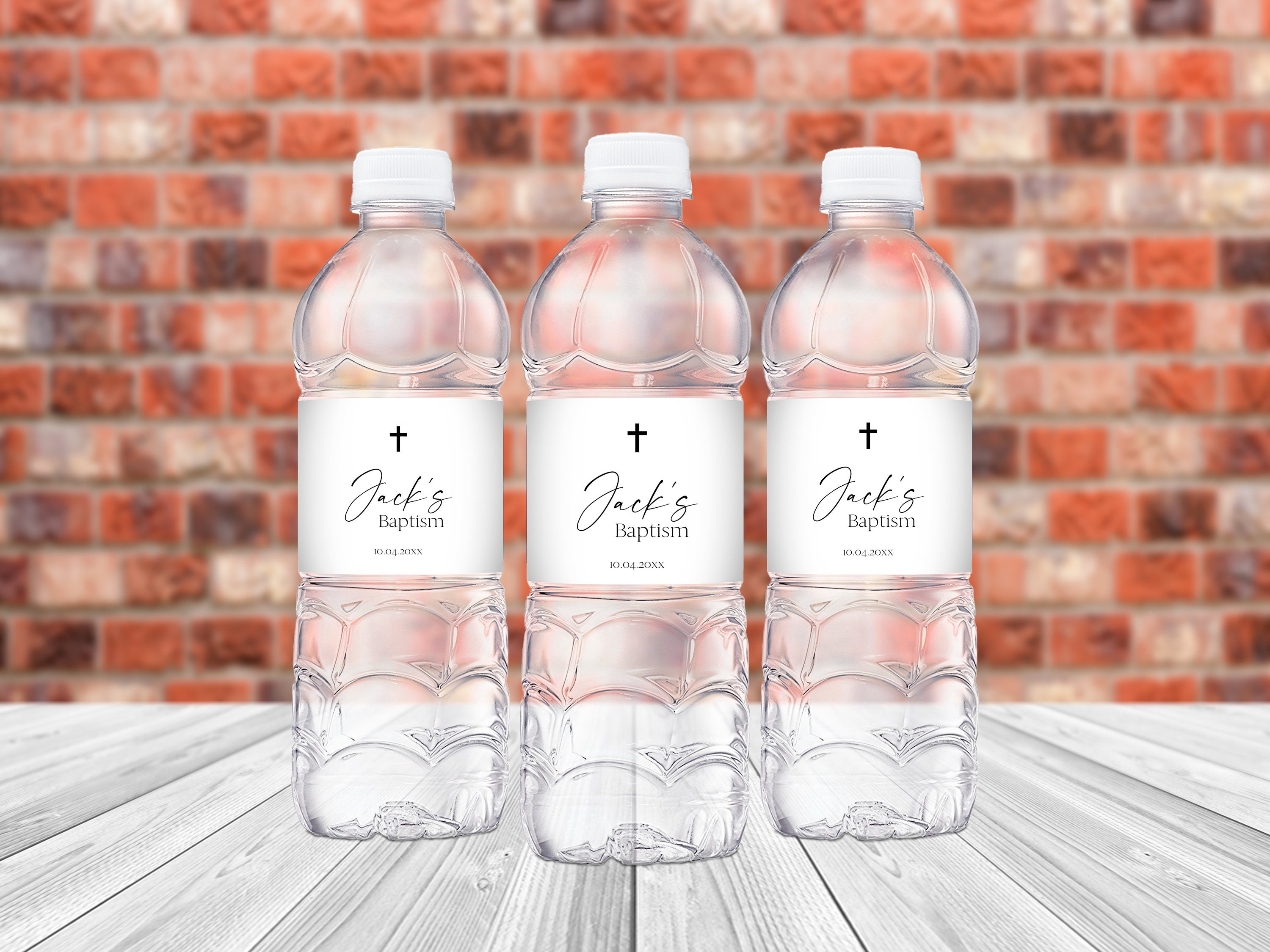 Custom Water Bottle Label Template, Baptism Favors Printable, Thank You ...