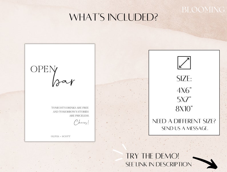 Open Bar Wedding Sign, Printable Template Funny Bar Sign, Drink Sign ...