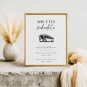 Wedding Shuttle Sign Template, Wedding Transportation Sign, Wedding ...