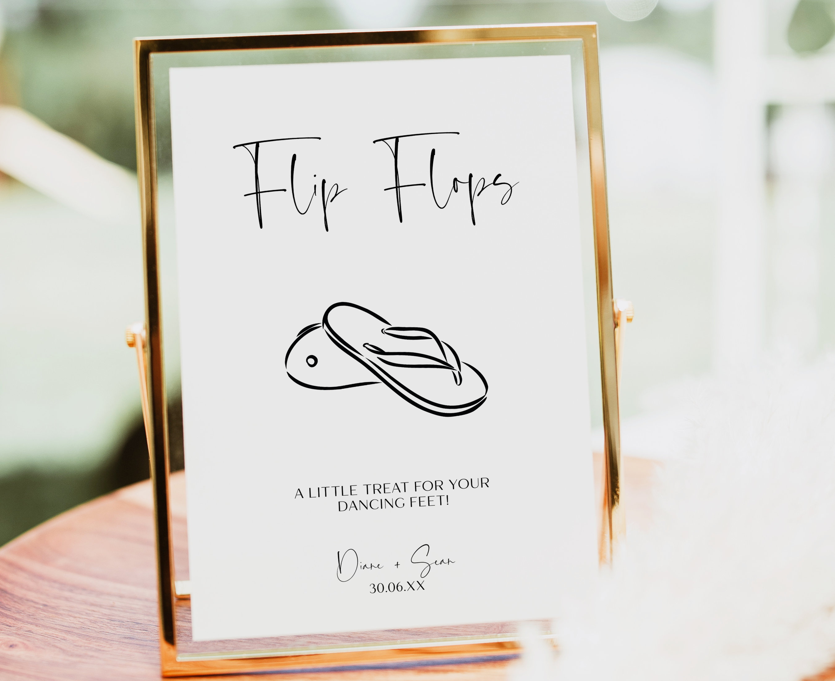 Minimalist 'flip Flops' Wedding Table Sign, on the Day Reception ...