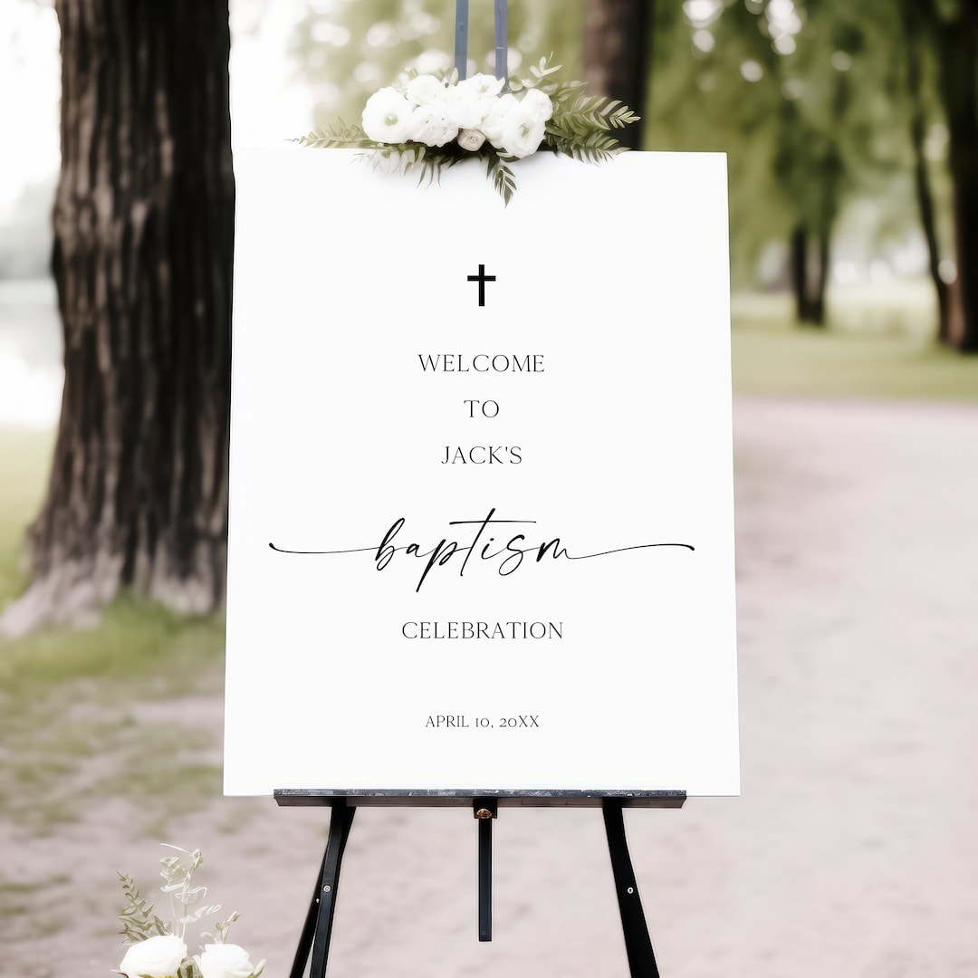 Baptism Welcome Sign Template, Minimalist Sign, Printable and Editable ...