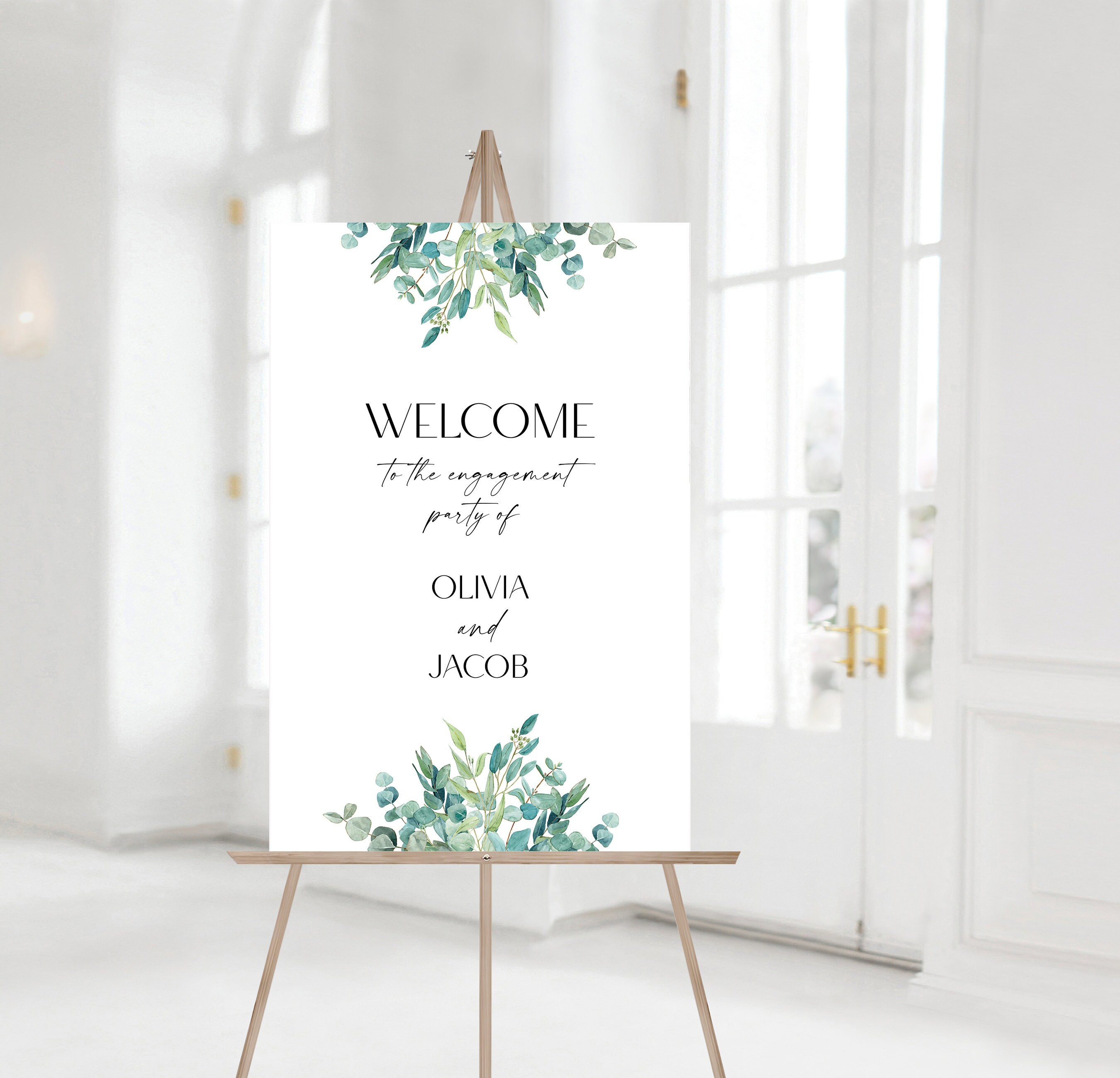 Editable Wedding Welcome Sign Template, Eucalyptus Welcome Board ...