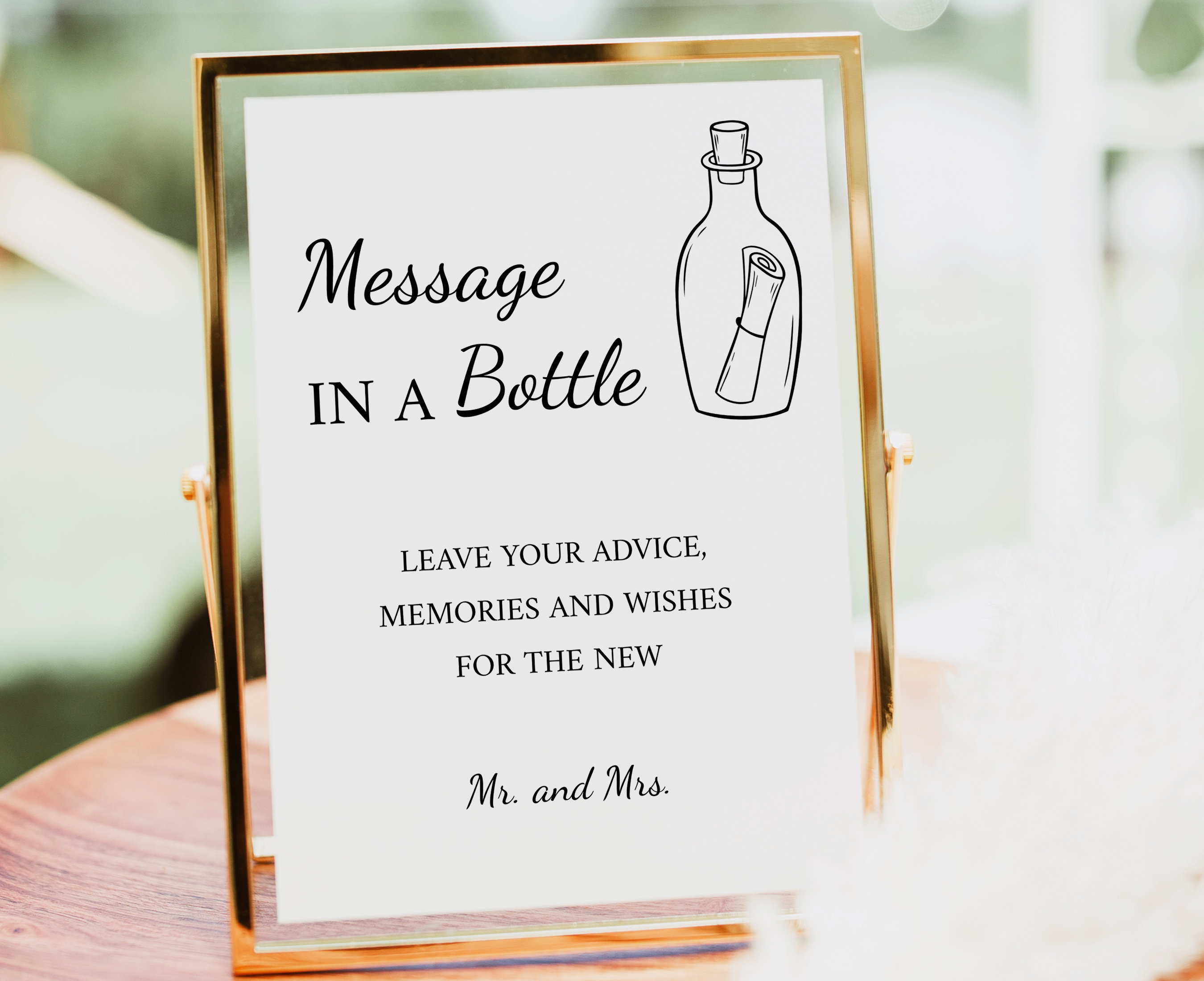 Message in a Bottle Sign, Advice and Well Wishes, Bottle Guestbook Sign ...