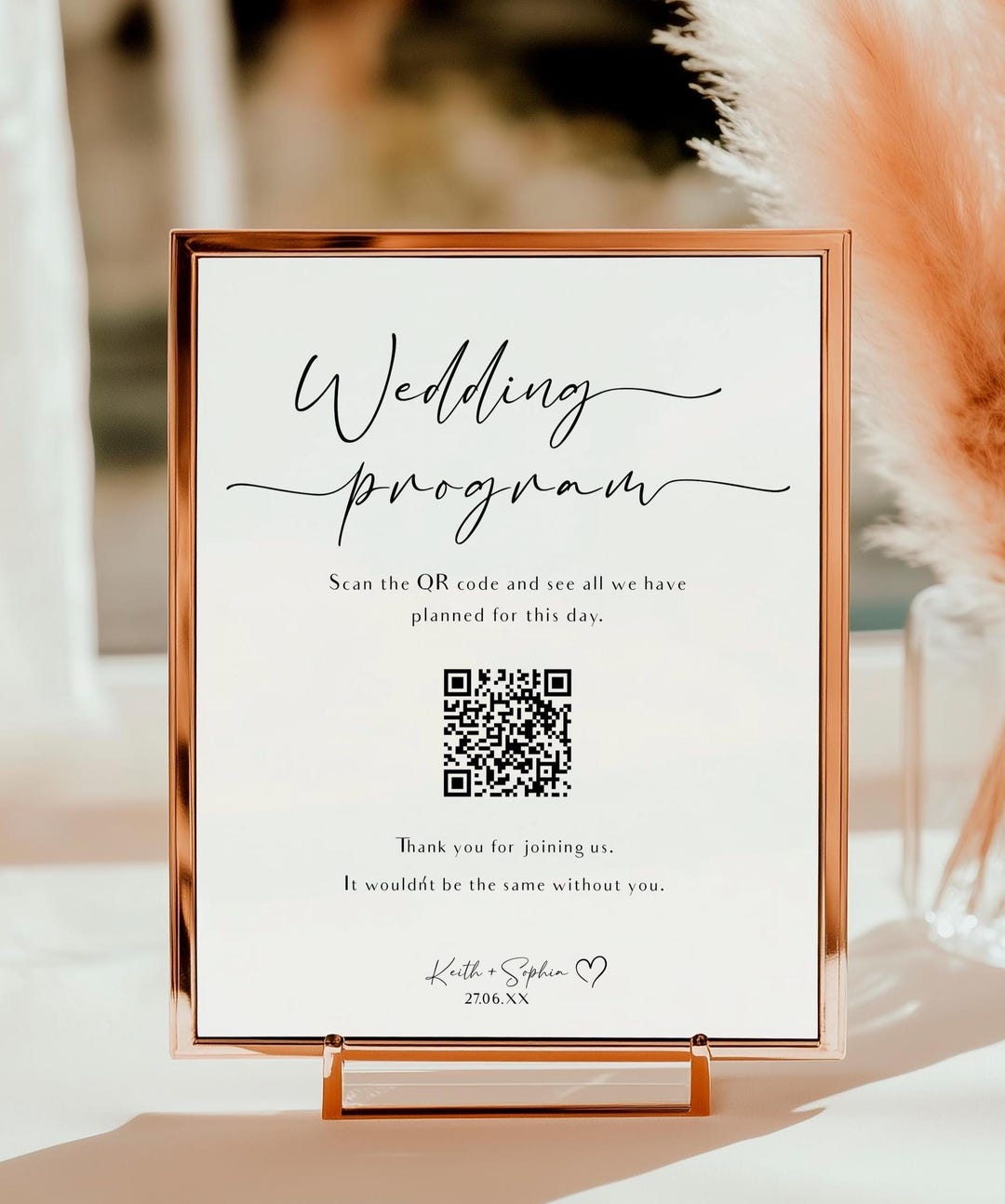 Wedding Program QR Code Sign Template, Minimalist Wedding Sign ...