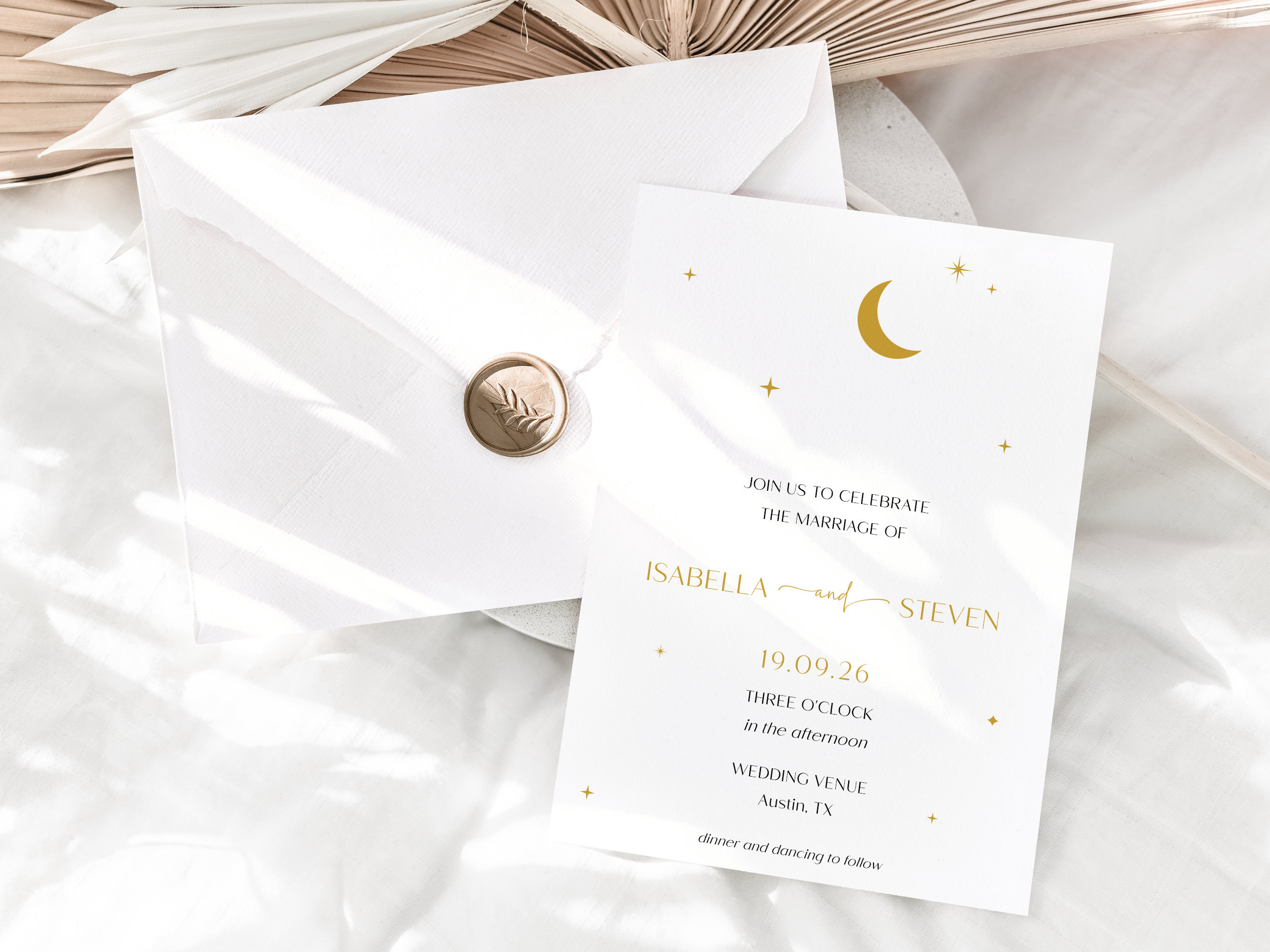Celestial Wedding Invitation Template, Star Wedding Invitation, Moon ...