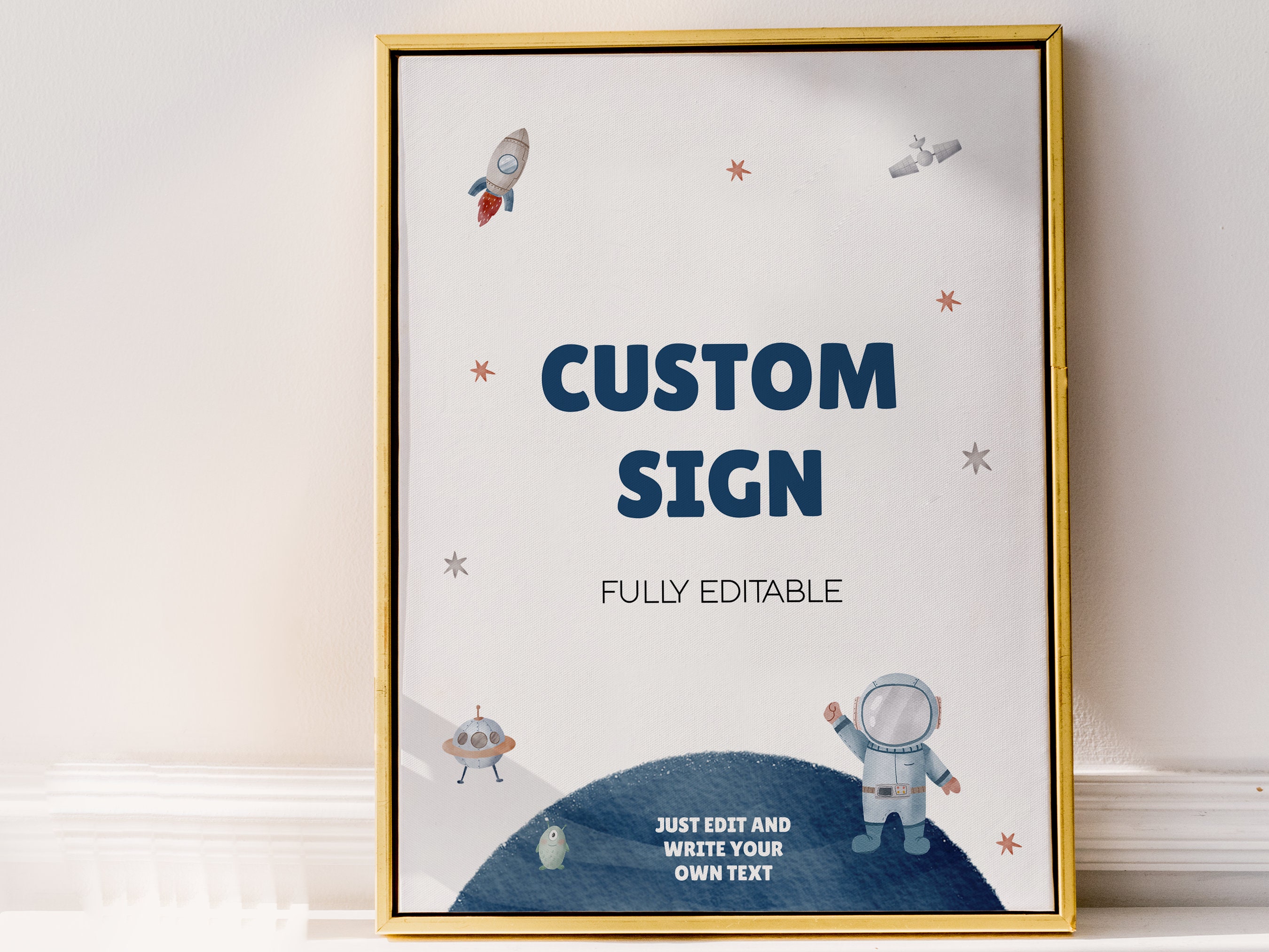 Editable Custom Sign Space, Birthday Sign Galaxy, Birthday Outer Space ...