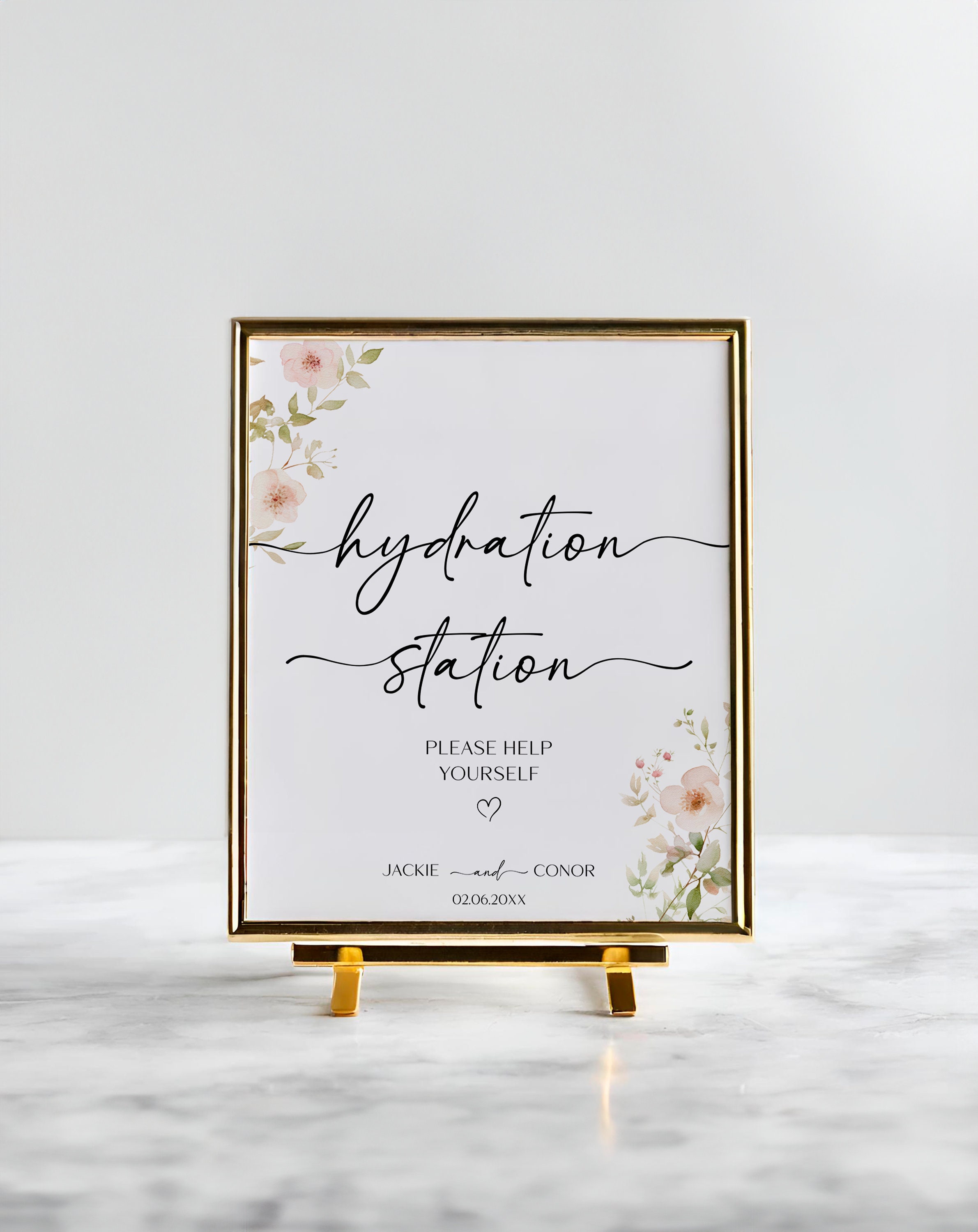 Hydration Station Wedding Sign, Printable Template Water Station Sign ...