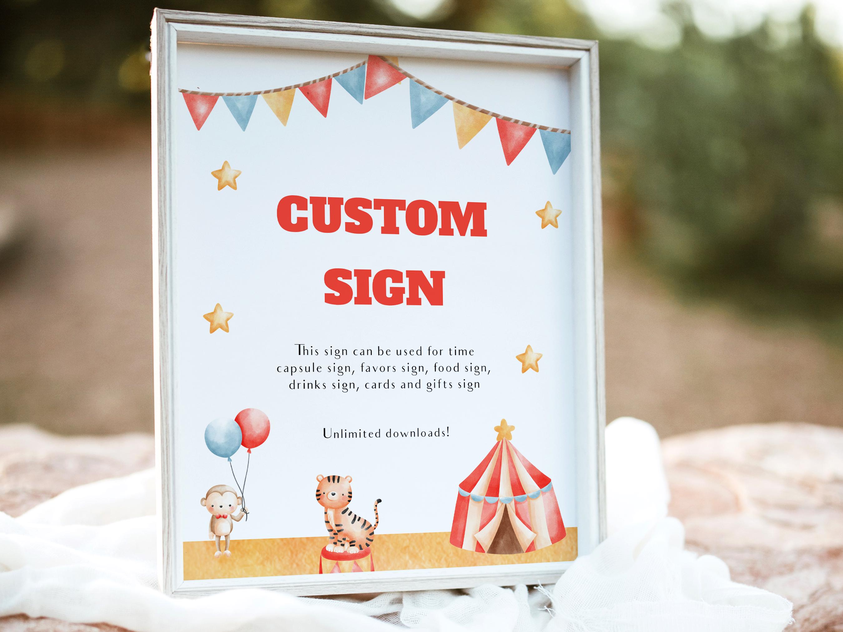 Editable Custom Sign Circus, Birthday Sign Carnival, Birthday Circus ...