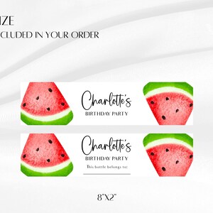 Watermelon Water Bottle Label, Water Bottle Label Kids, Birthday Favor ...