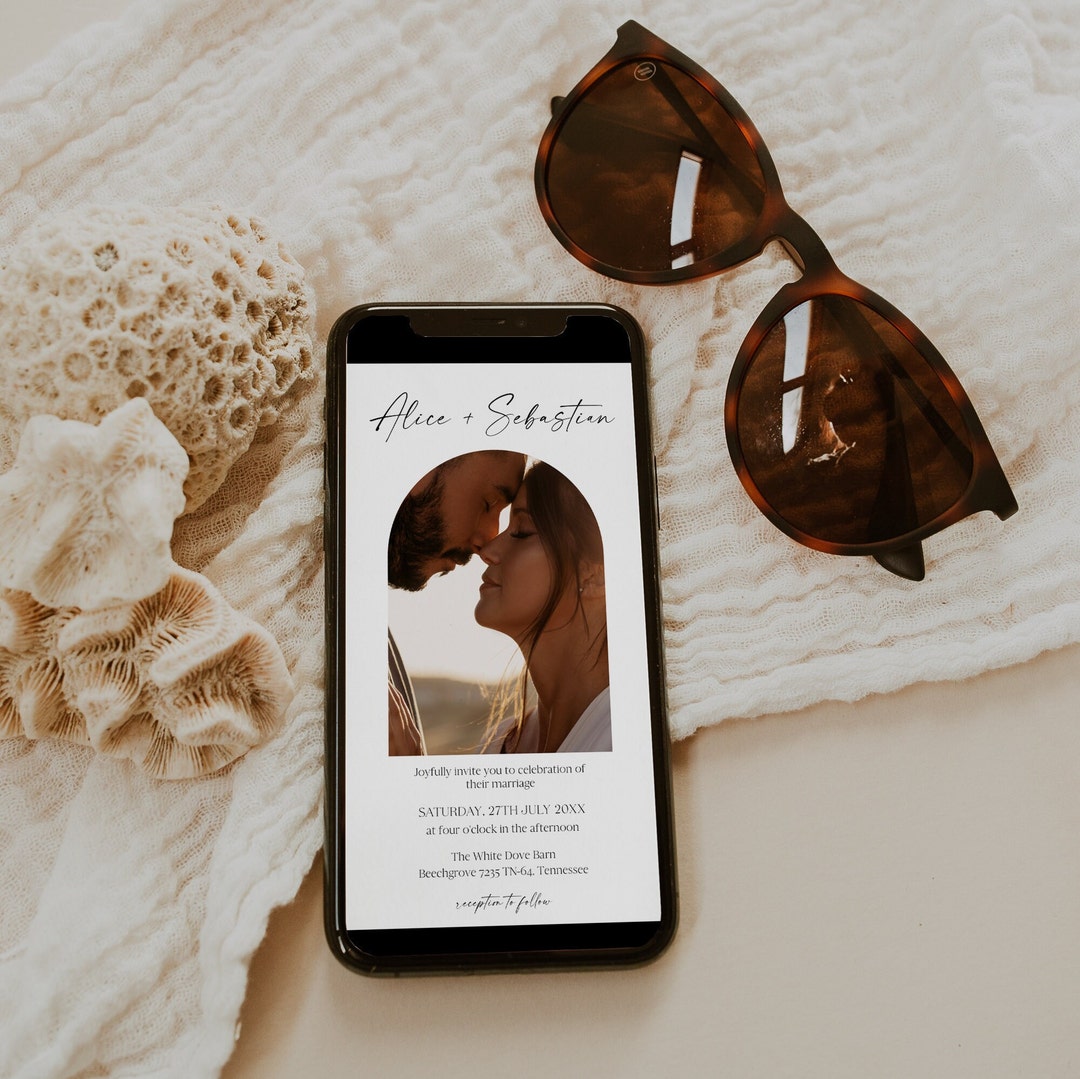 Electronic Wedding Invitation, Modern Photo Wedding Digital Invitations ...