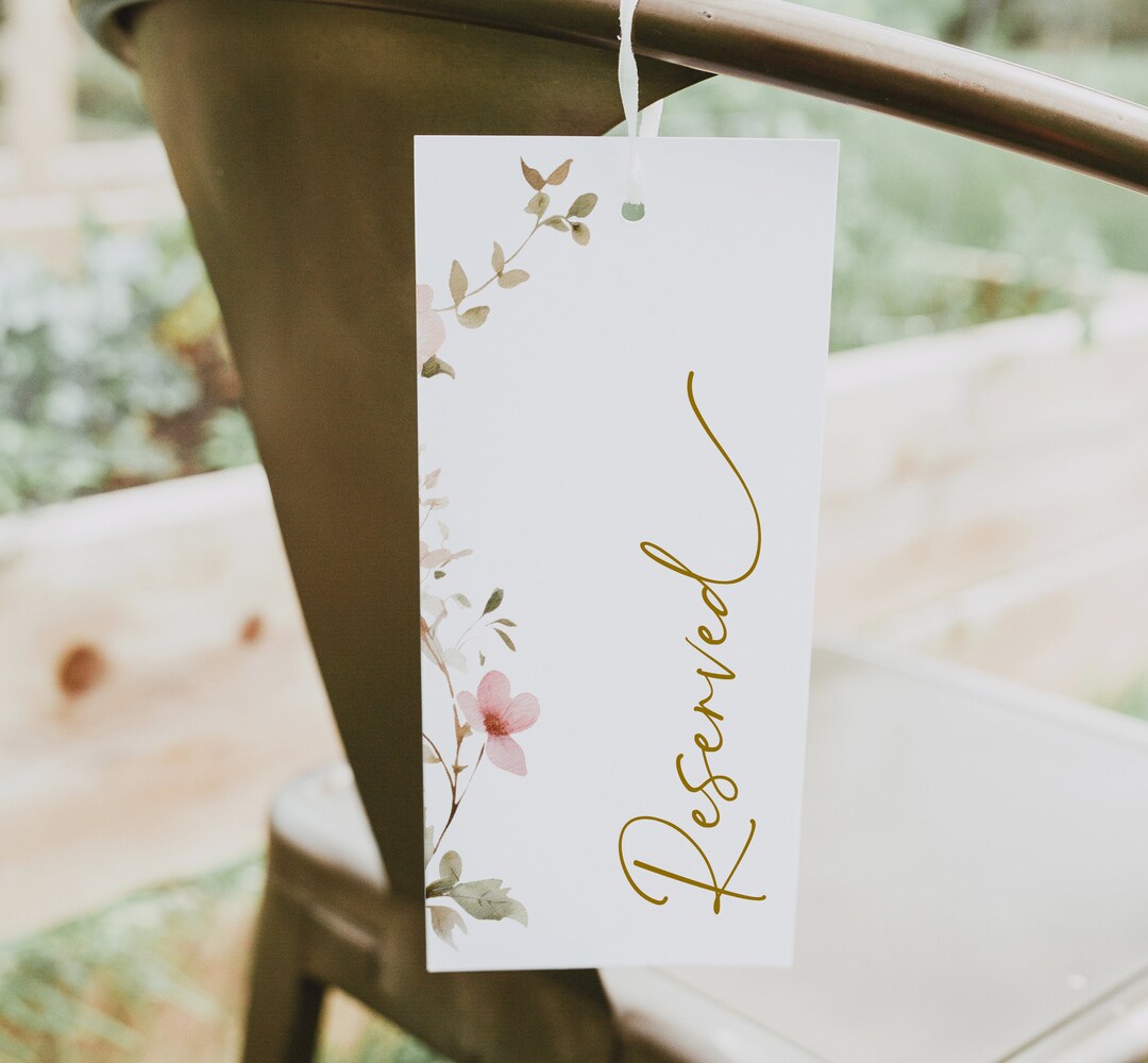 Reserved Chair Tags, Minimalist Gold Reserved Seating Template With ...