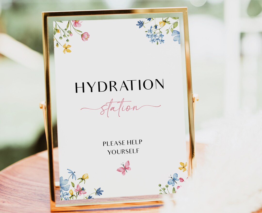Baby in Bloom Hydration Station Sign Template, Printable Water Station ...