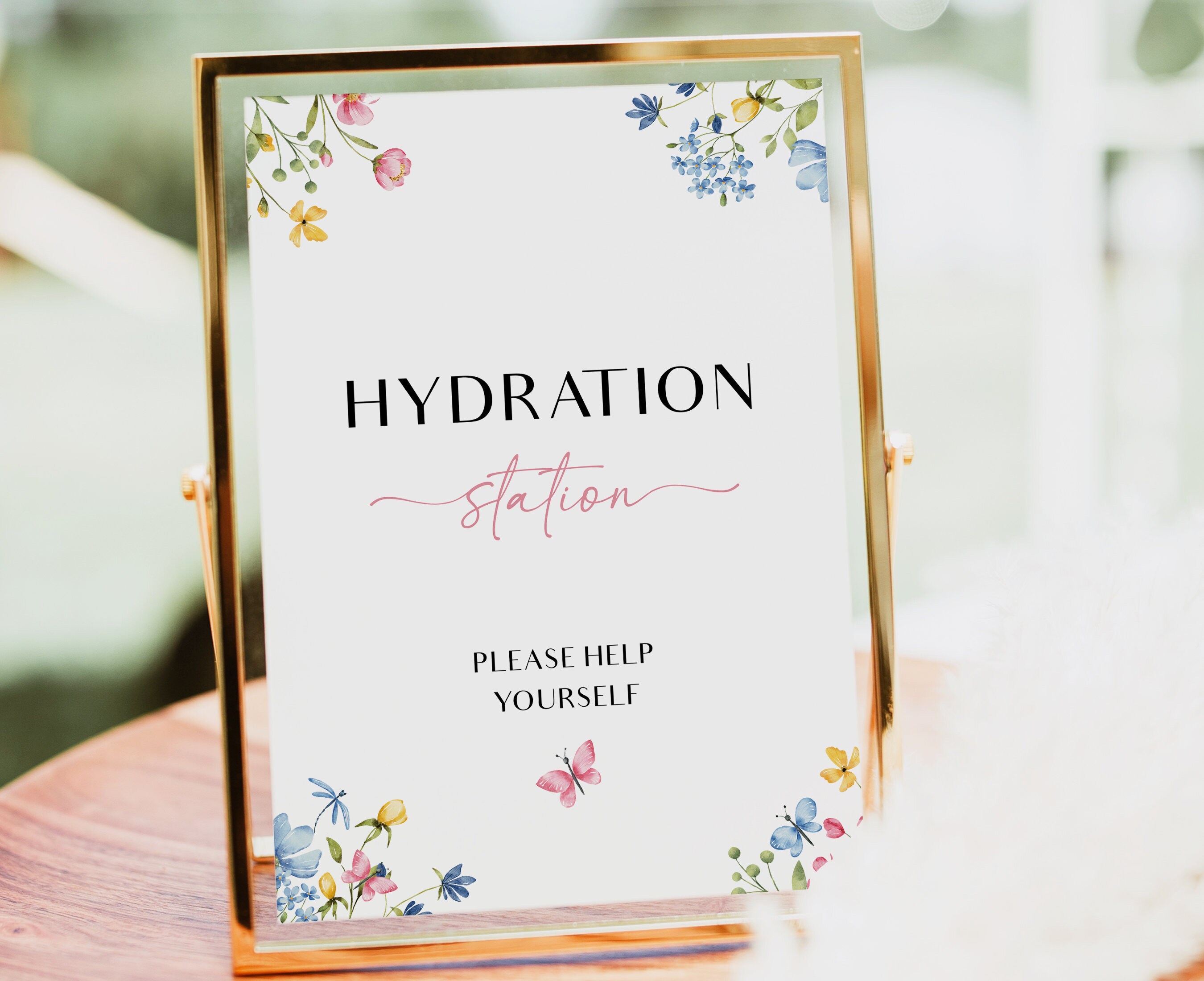 Baby in Bloom Hydration Station Sign Template, Printable Water Station ...