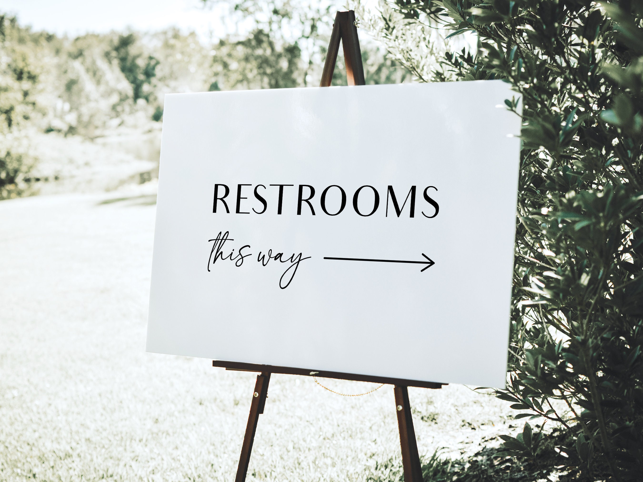 Wedding Restroom This Way, Minimalist Bathroom Signs Template, Wedding ...