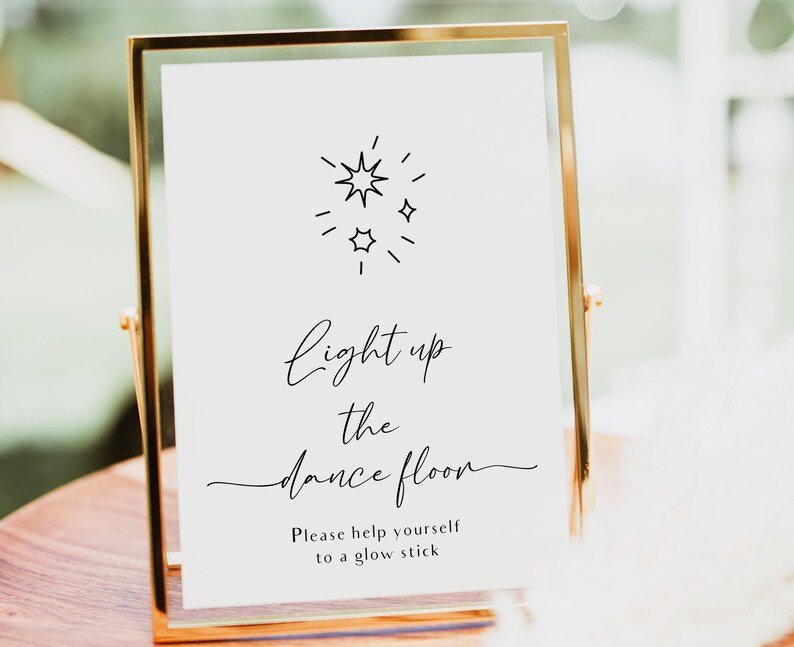 Wedding Glow Sticks Sign, Light up the Dance Floor Sign, Glow Stick ...