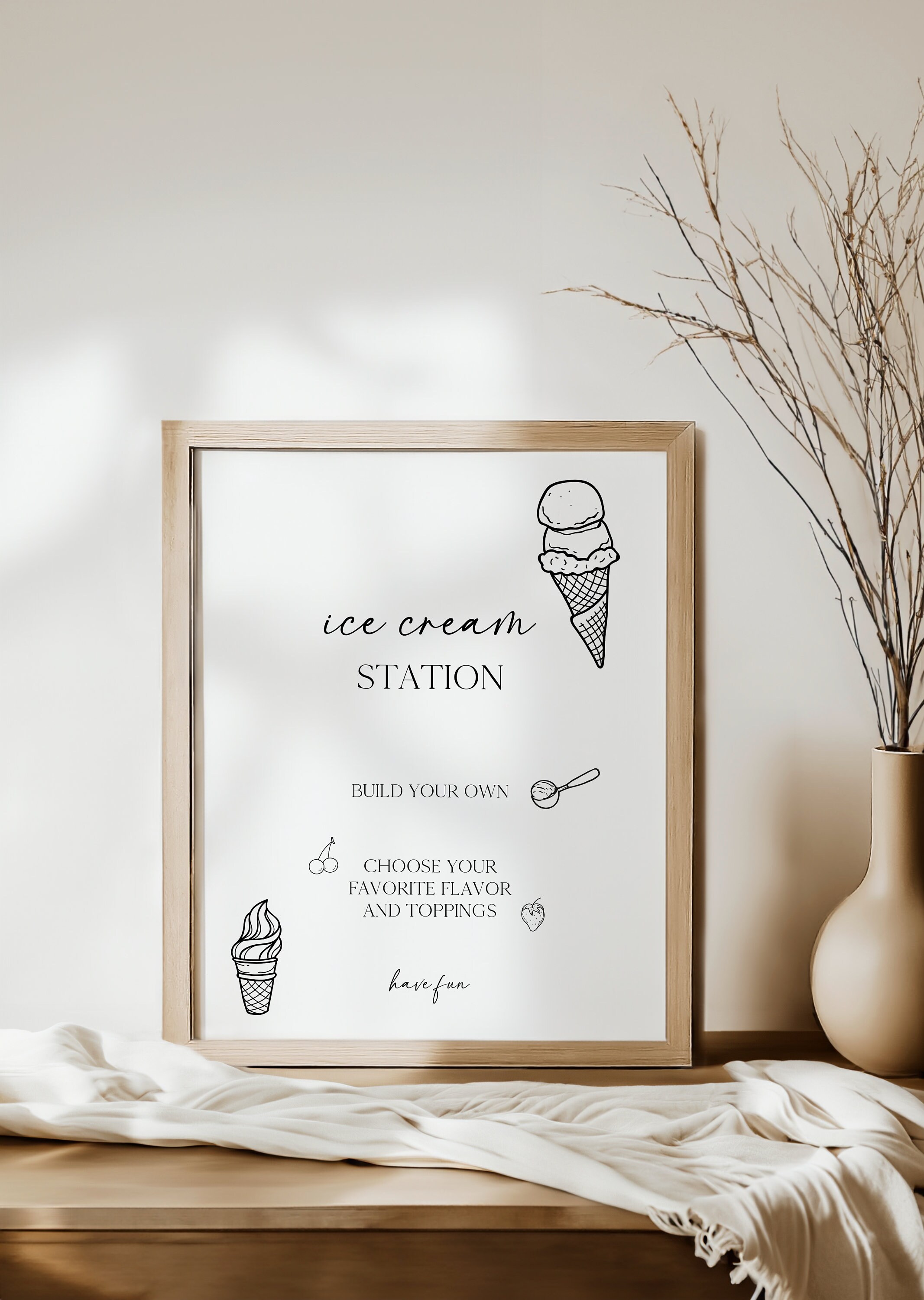 Ice Cream Bar Station Sign, Editable Shower Shower Ice Cream Sign ...