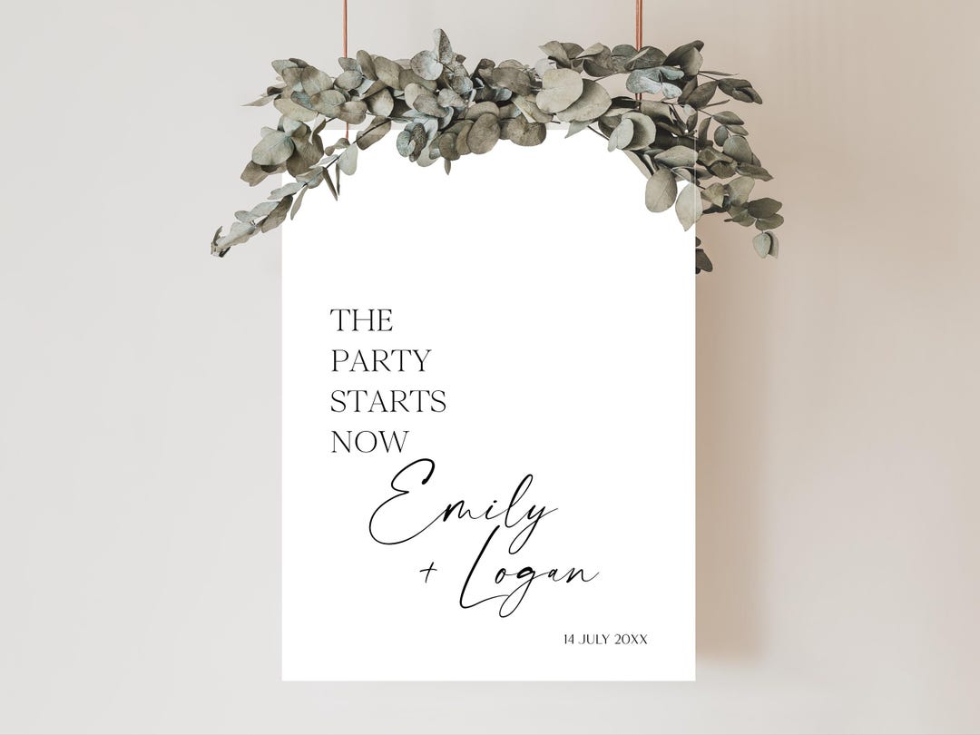 The Party Starts Here Sign, Modern Minimalist Welcome Wedding Sign ...