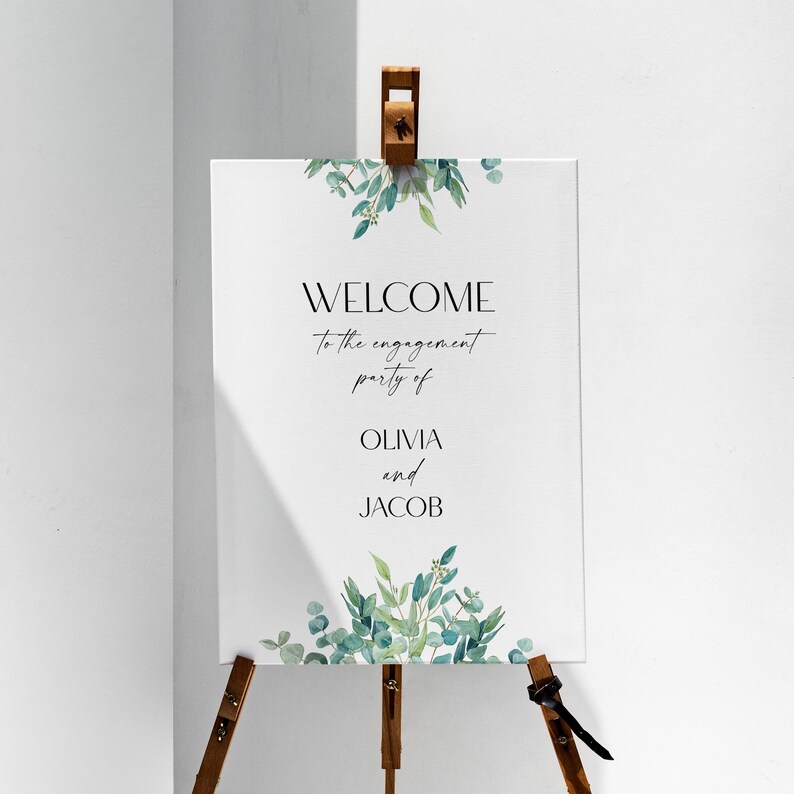 Editable Wedding Welcome Sign Template, Eucalyptus Welcome Board ...