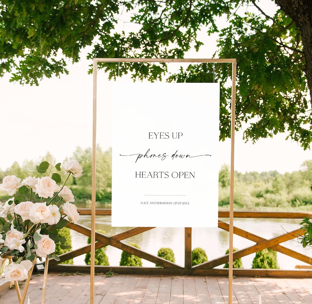 Unplugged Wedding Sign for Ceremony, No Devices Sign Template, Crossed ...