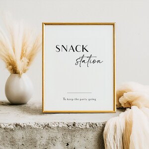 Snack Station Template, Snack Bar Sign, Late Night Snacks, Wedding ...