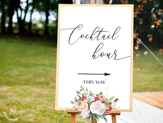 Cocktail Hour Sign Template Direction Arrow Sign Sign for - Etsy