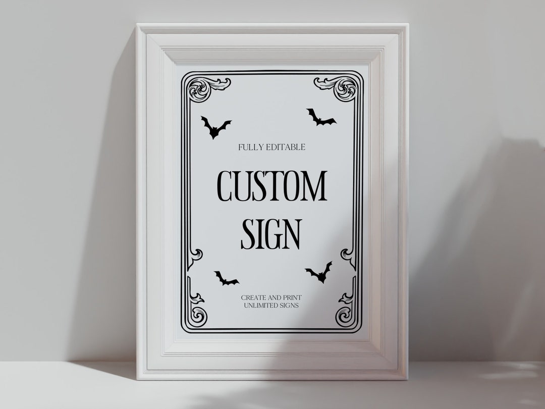 Halloween Custom Sign Editable Template, Printable Baby Shower ...