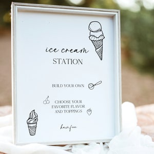 Ice Cream Bar Station Sign, Editable Shower Shower Ice Cream Sign ...