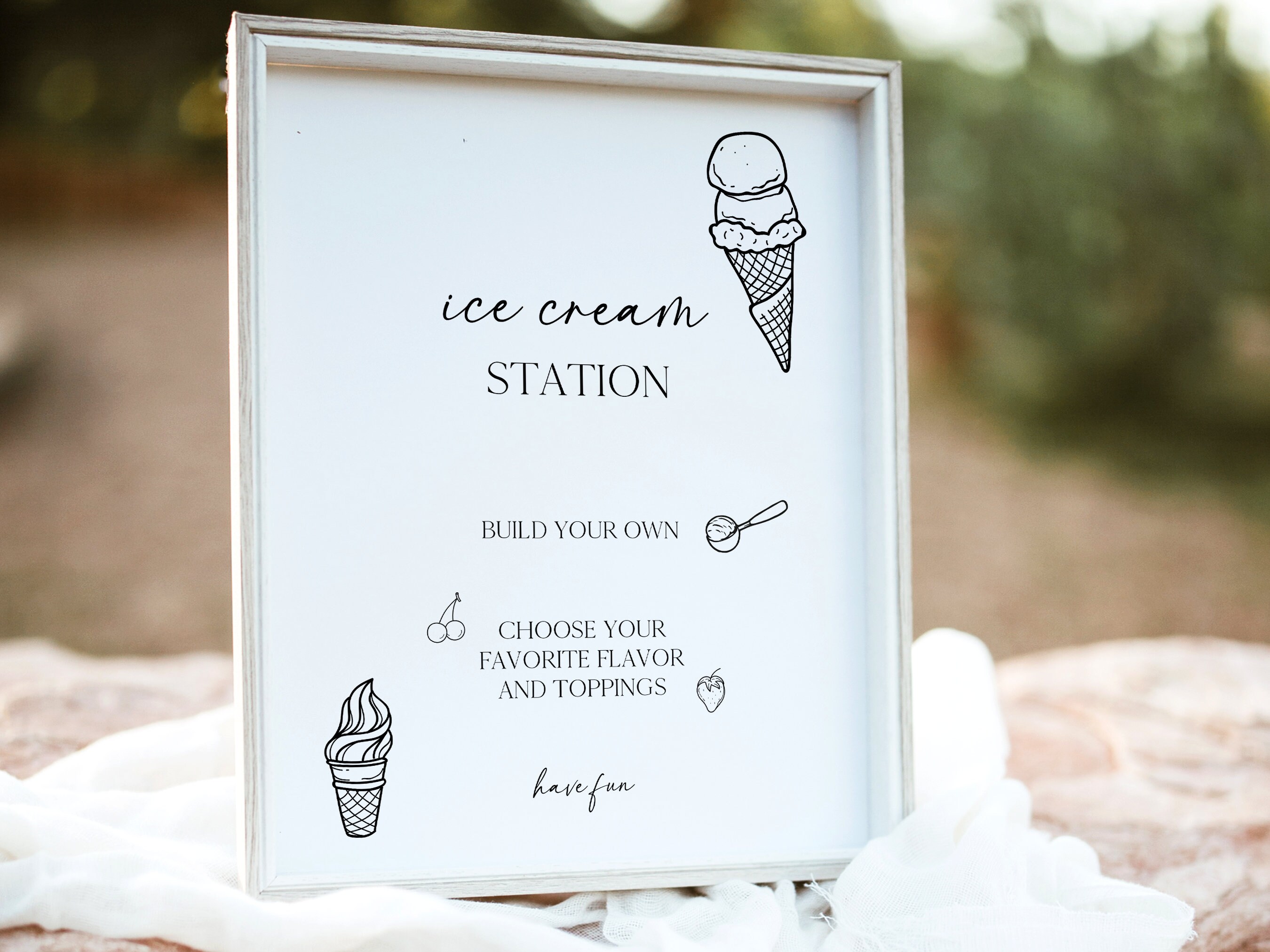 Ice Cream Bar Station Sign, Editable Shower Shower Ice Cream Sign ...
