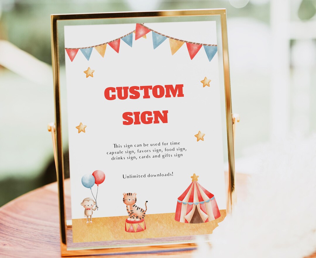 Editable Custom Sign Circus, Birthday Sign Carnival, Birthday Circus ...