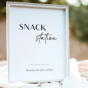 Snack Station Template, Snack Bar Sign, Late Night Snacks, Wedding ...