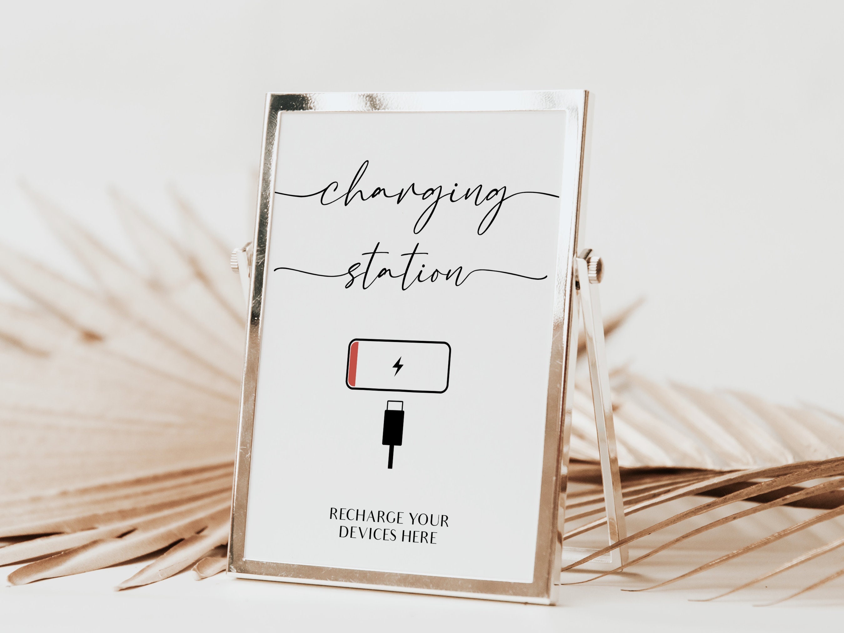 Charging Station Sign, Charging Bar Sign Template, Party Charging ...
