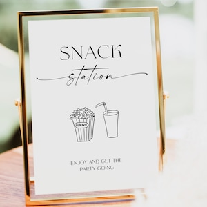 Snack Station Template, Snack Bar Sign, Late Night Snacks, Wedding ...