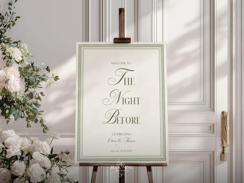 The Night Before Sign Canva Template, Rehearsal Dinner Wedding Signage ...