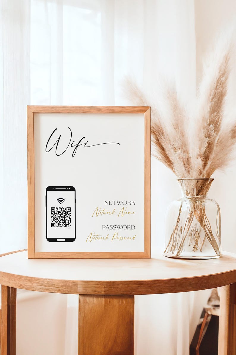 Wifi QR Code Sign Template, Wifi Password Sign Printable, Editable Wifi ...