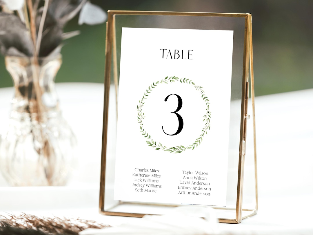 Greenery Wedding Table Numbers With Seating, Modern Table Numbers ...