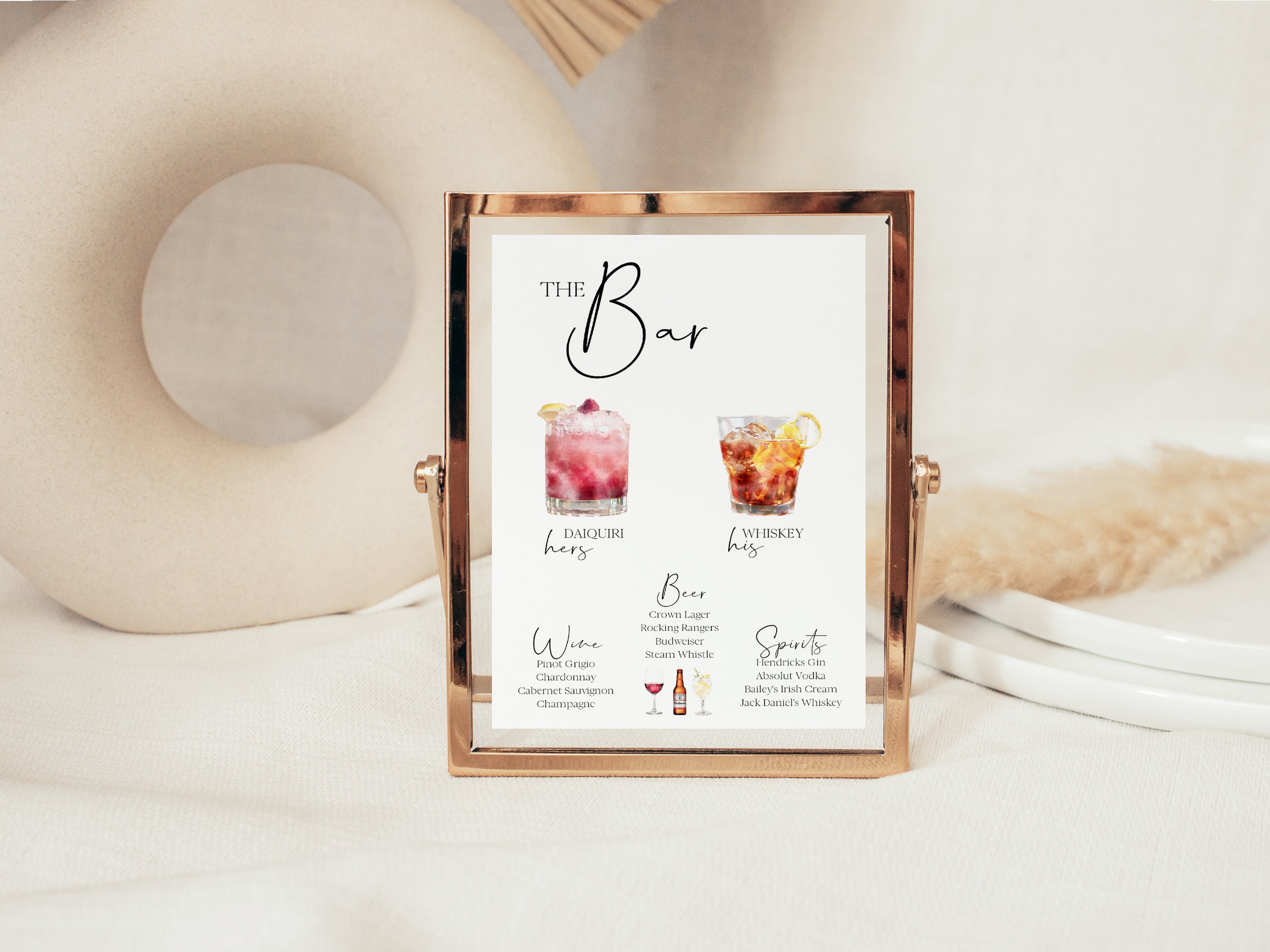 Signature Drink Sign, 5x7 Bar Menu Template, Cocktail Menu With 180 ...
