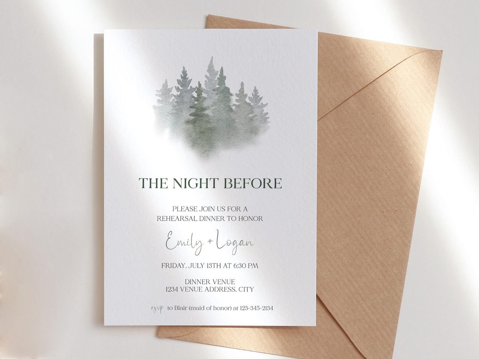Forest the Night Before Wedding Invitation Template, Woodland Forest ...