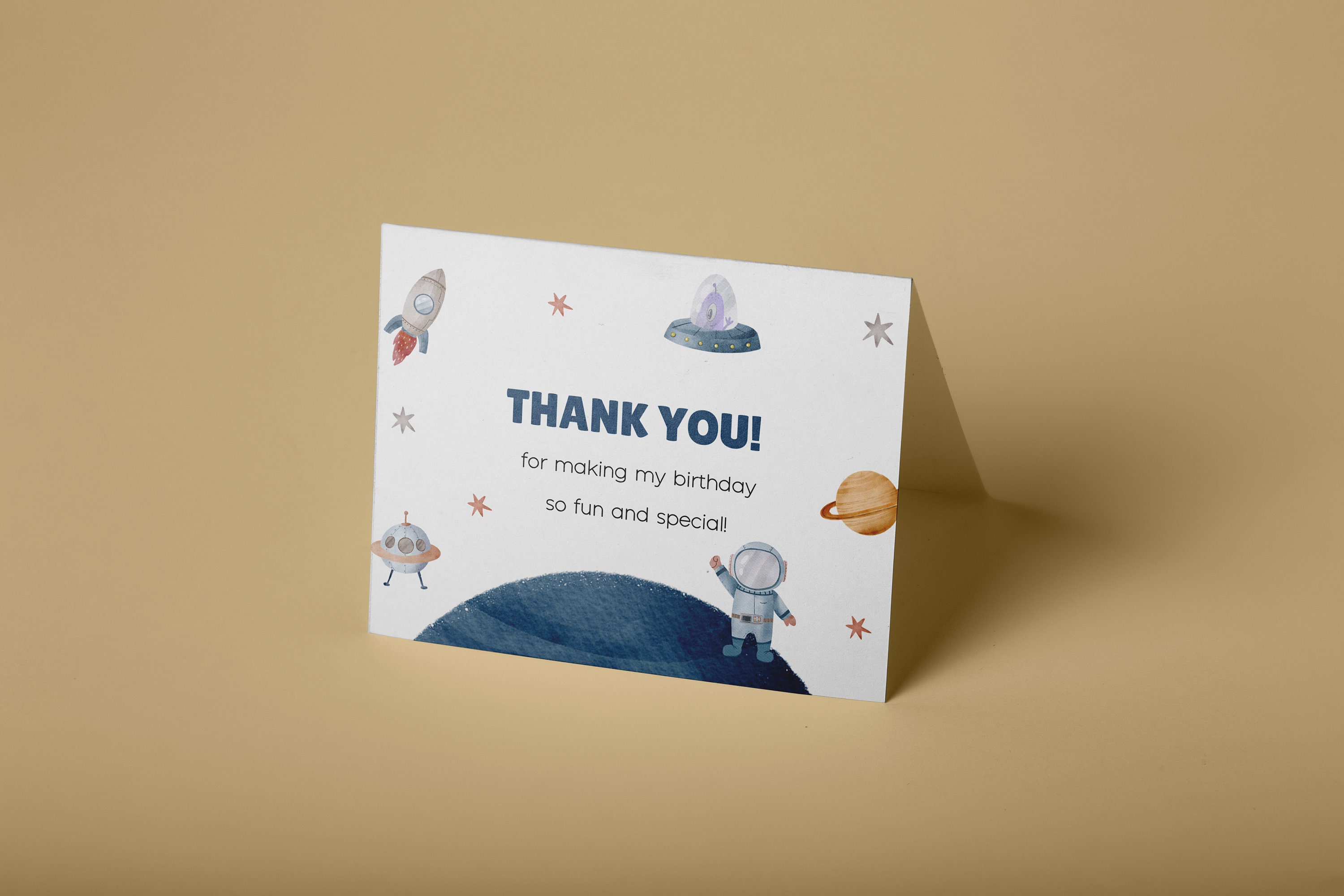 Outer Space Thank You Card Template, Printable Thank You Card, Boys ...