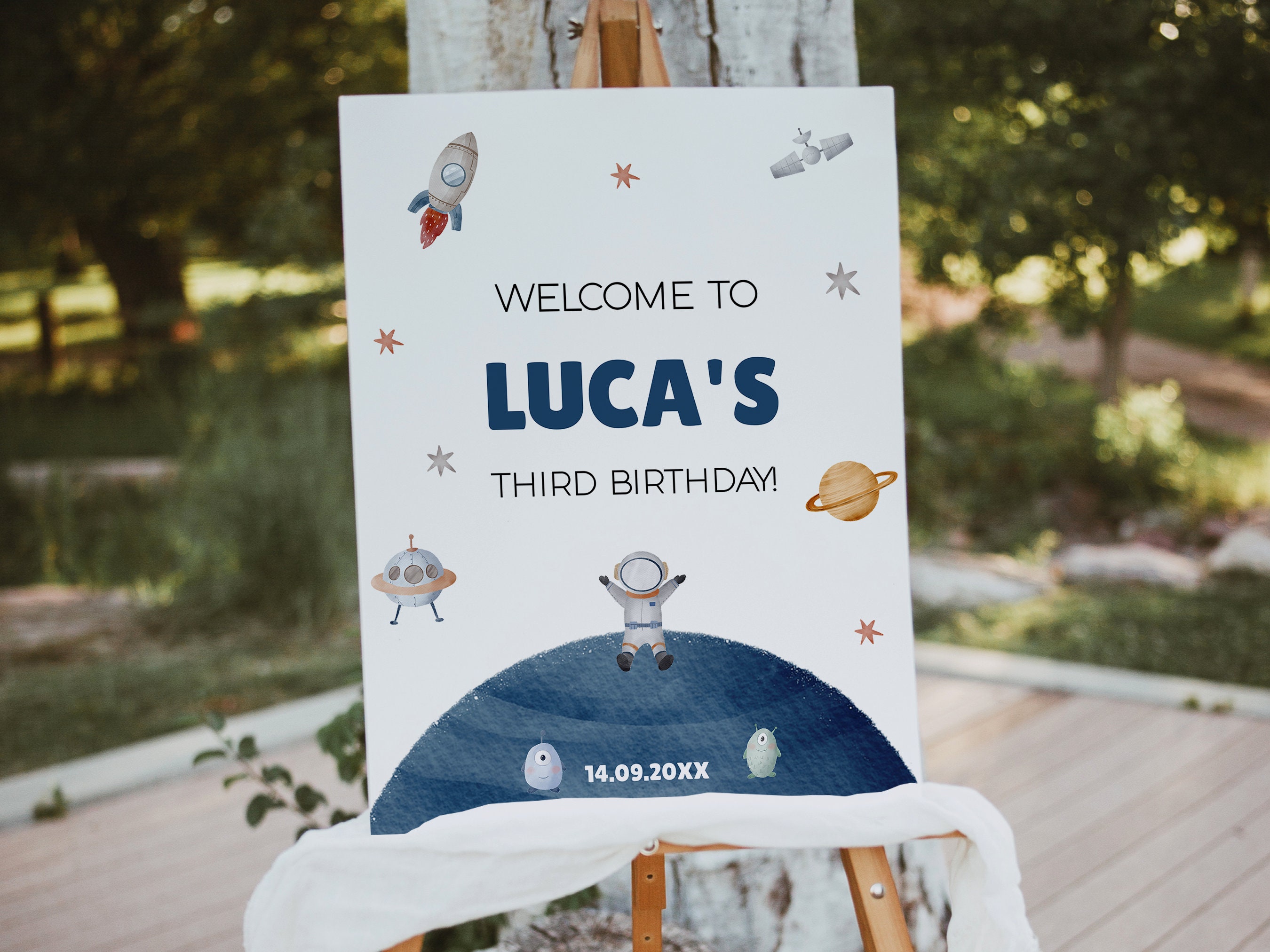 Editable Space Welcome Sign, Galaxy Birthday Party Welcome Sign ...
