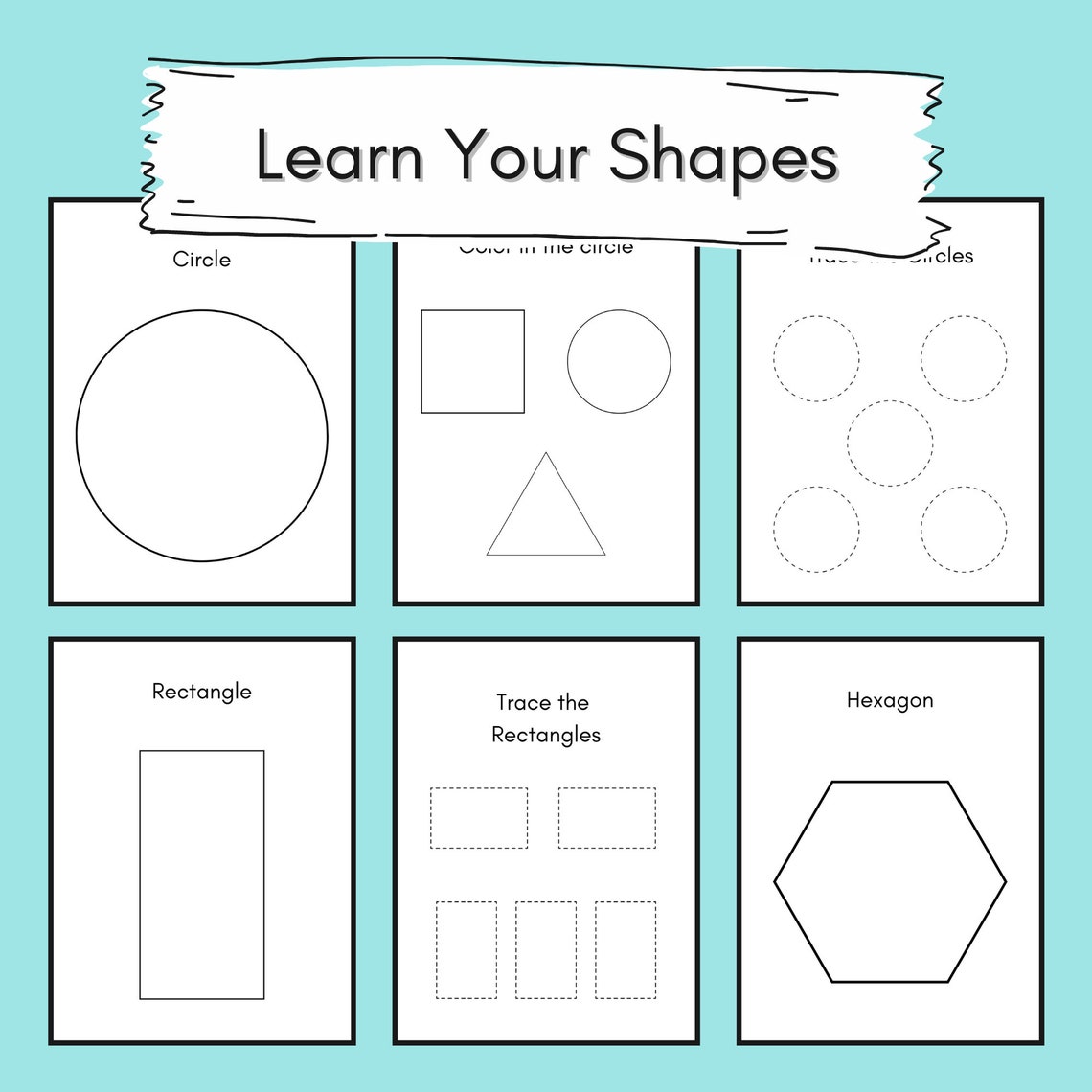 Shapes Coloring Book Trace Shapes Activity for Kids - Etsy